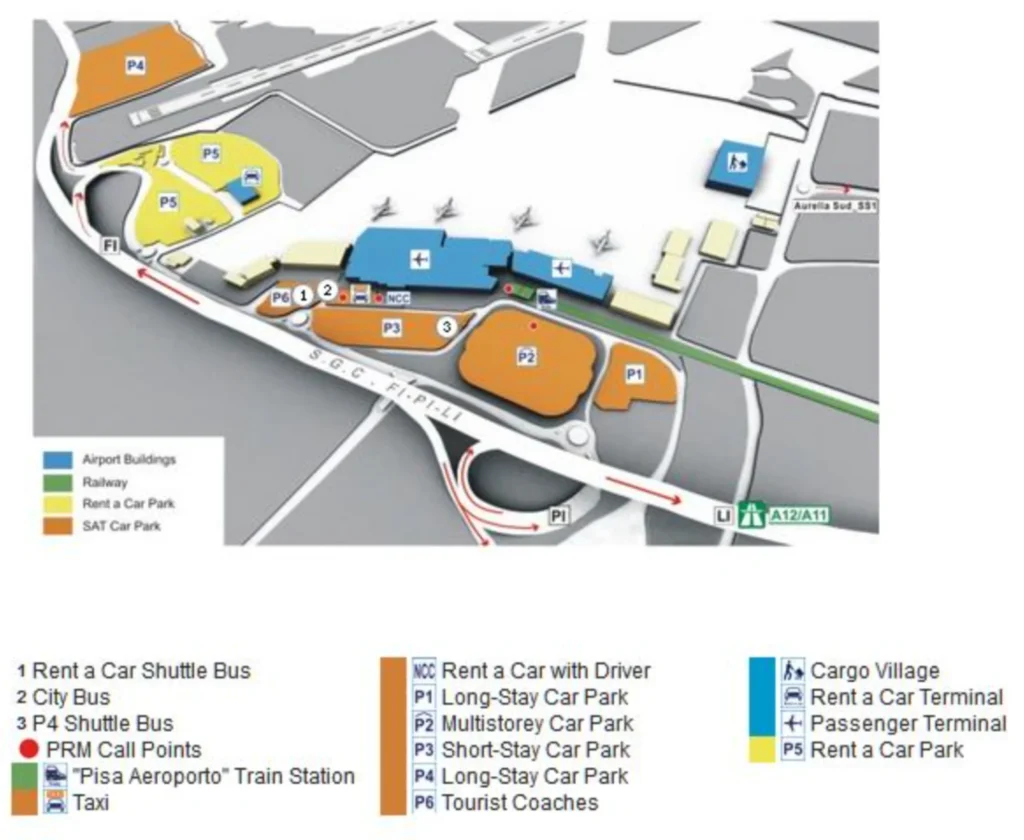 Pisa International Airport Parking Map (2025-2023) - All Maps