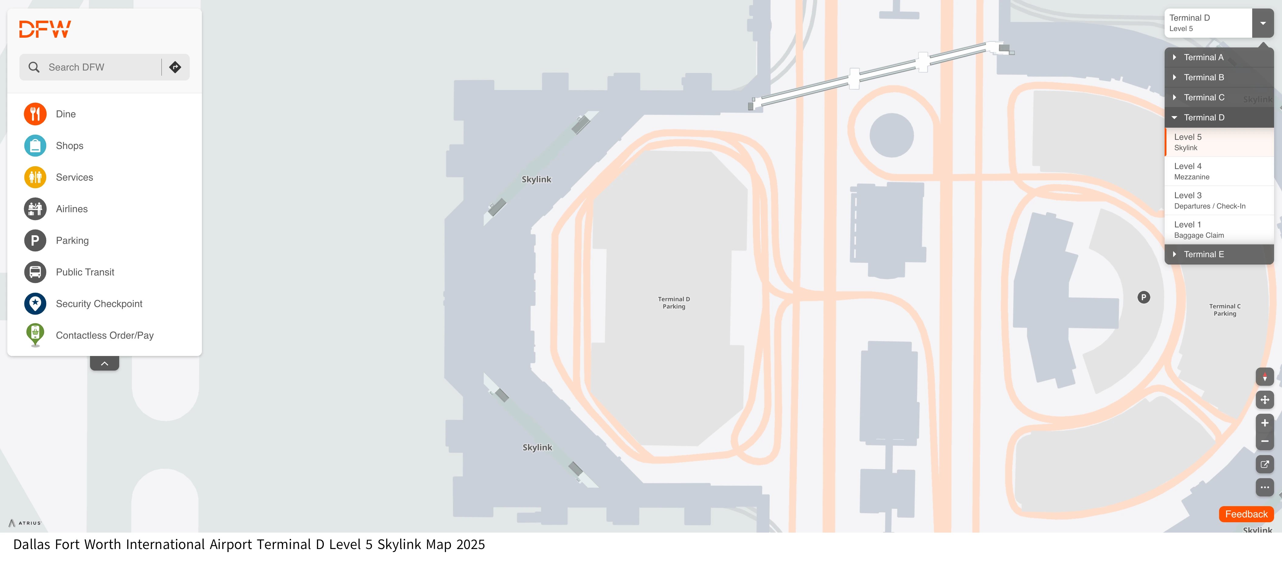 Dallas Fort Worth International Airport Terminal D Map (Most Up-To-Date ...