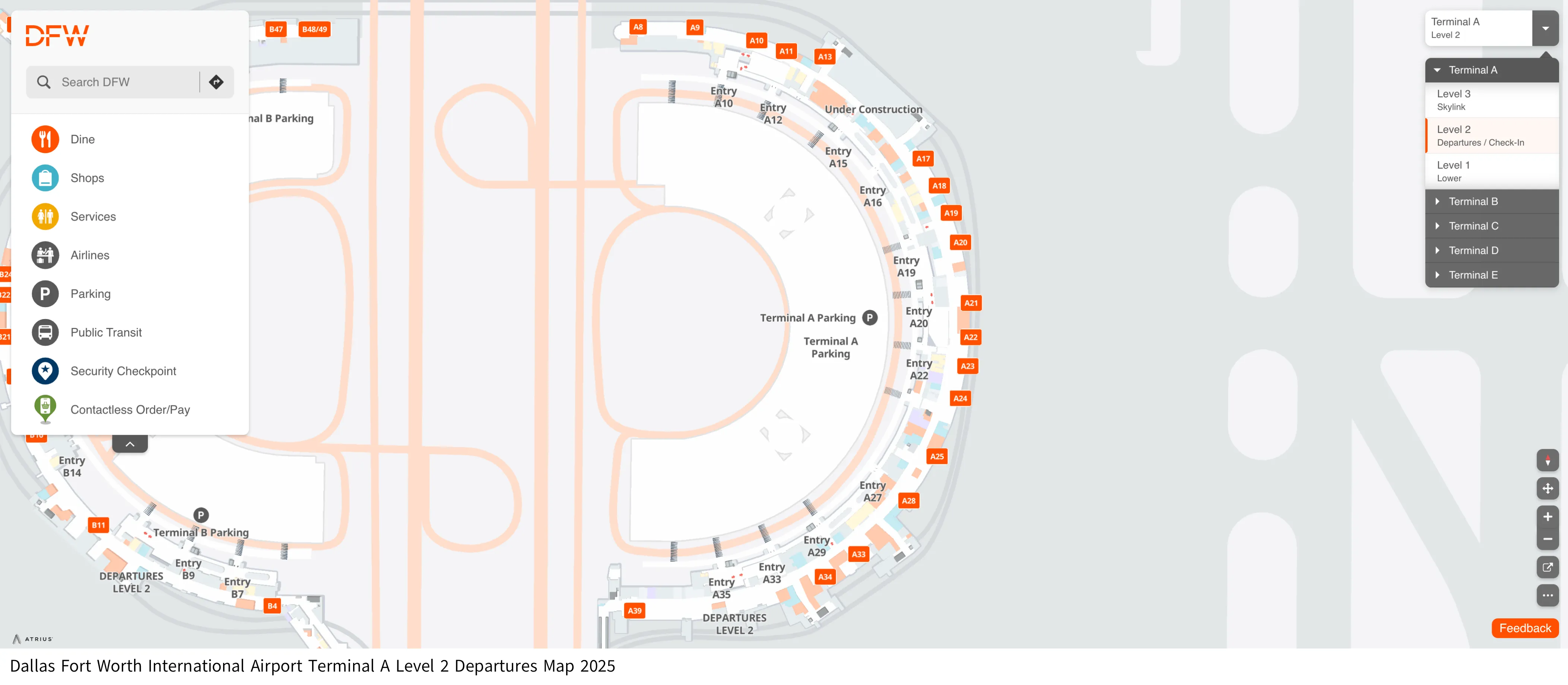 Dallas Fort Worth International Airport Terminal A Map (Most Up-To-Date ...