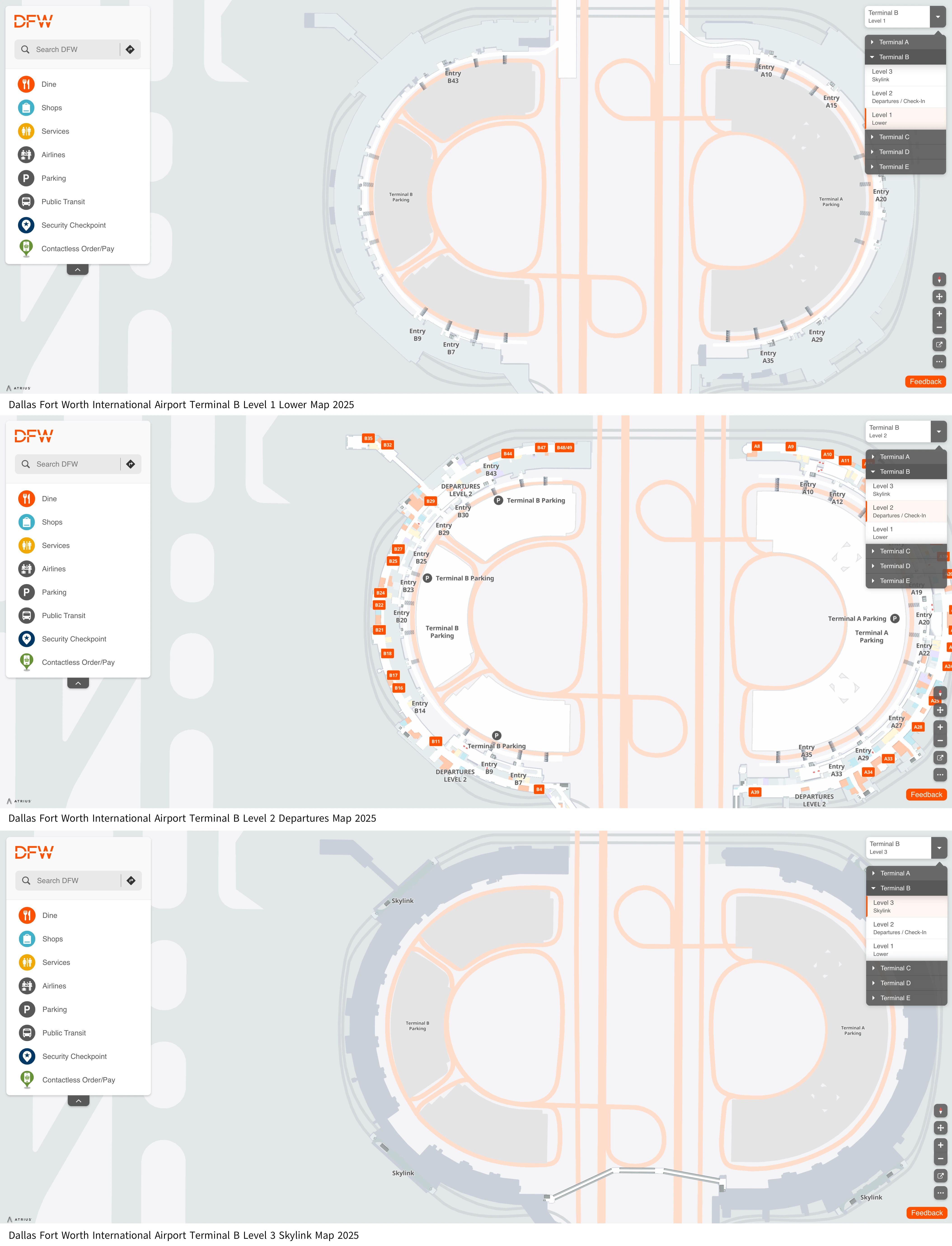 Dallas Fort Worth International Airport Terminal B Map (Most Up-To-Date ...