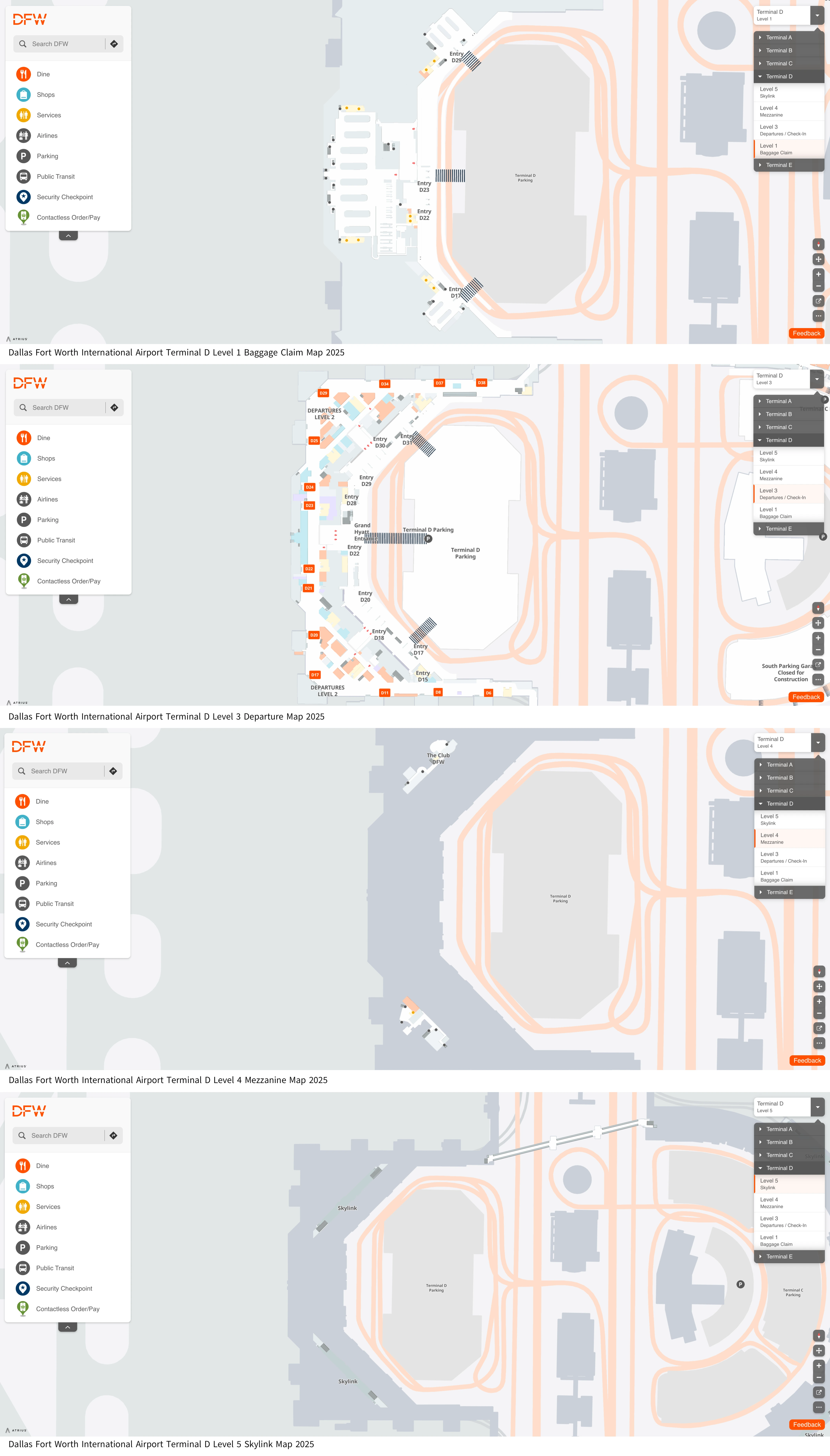 Dallas Fort Worth International Airport Terminal D Map (Most Up-To-Date ...
