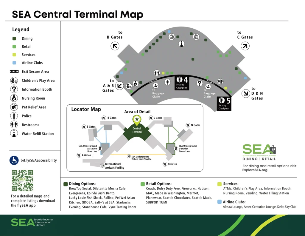 Seattle Tacoma International Airport Central Terminal Map (Most Up-To ...