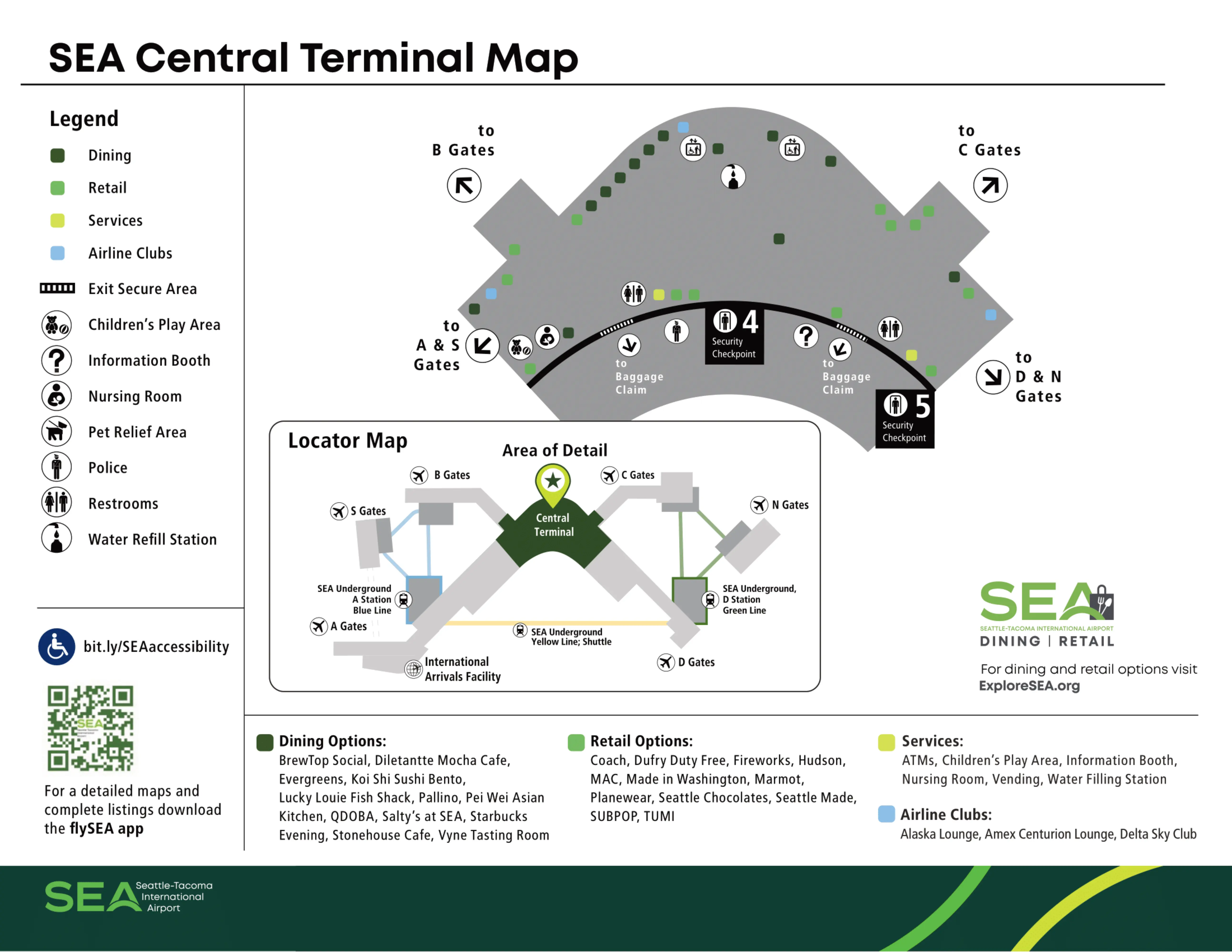 Seattle–Tacoma International Airport Central Terminal Map (Most Up-To ...