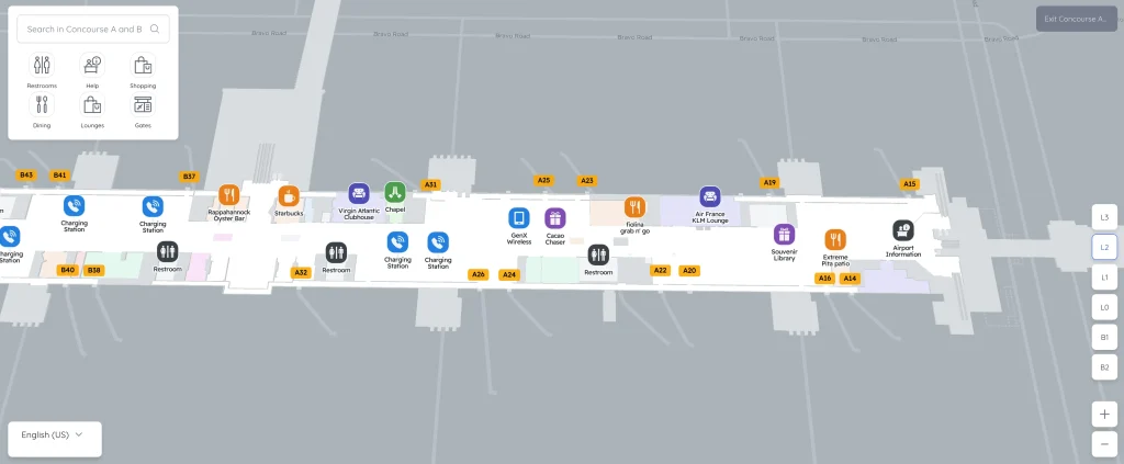 Washington Dulles International Airport Concourse AB Map (Most Up-To ...