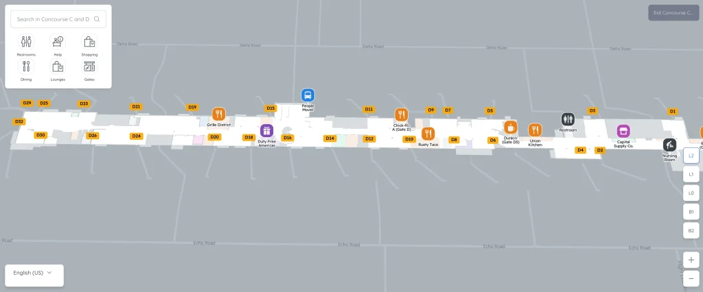 Washington Dulles International Airport Concourse CD Map (Most Up-To ...