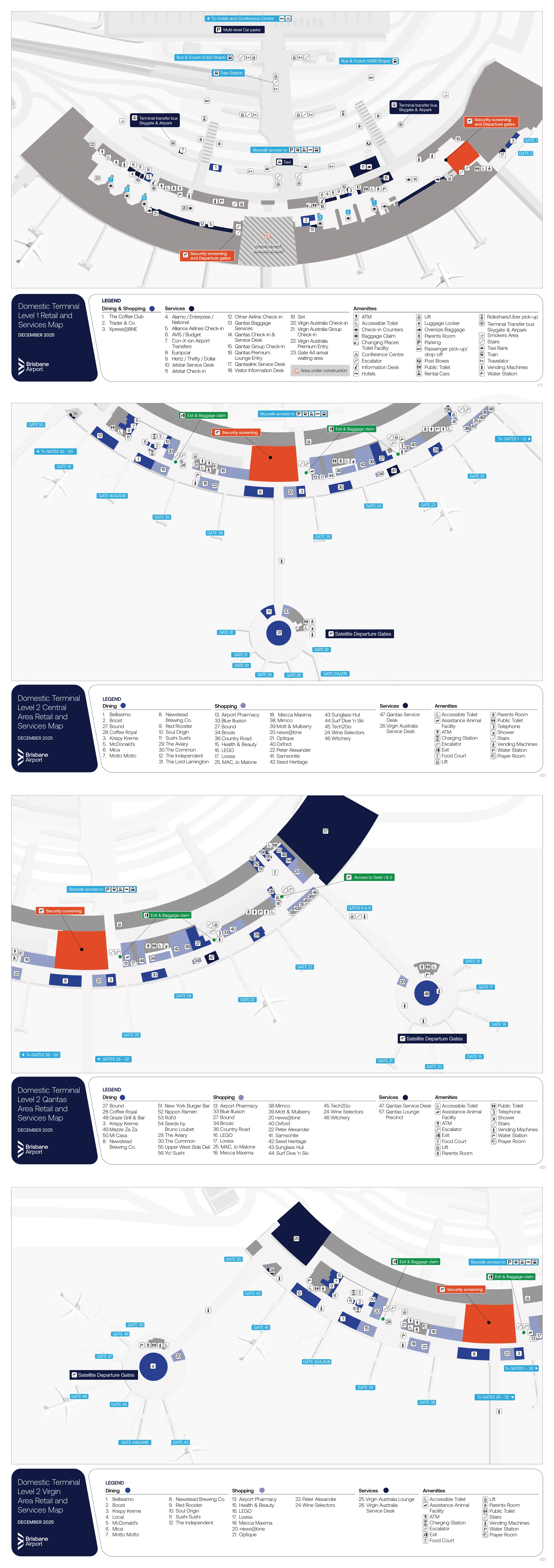 Brisbane International Airport Domestic Terminal Map (Most Up-To-Date ...
