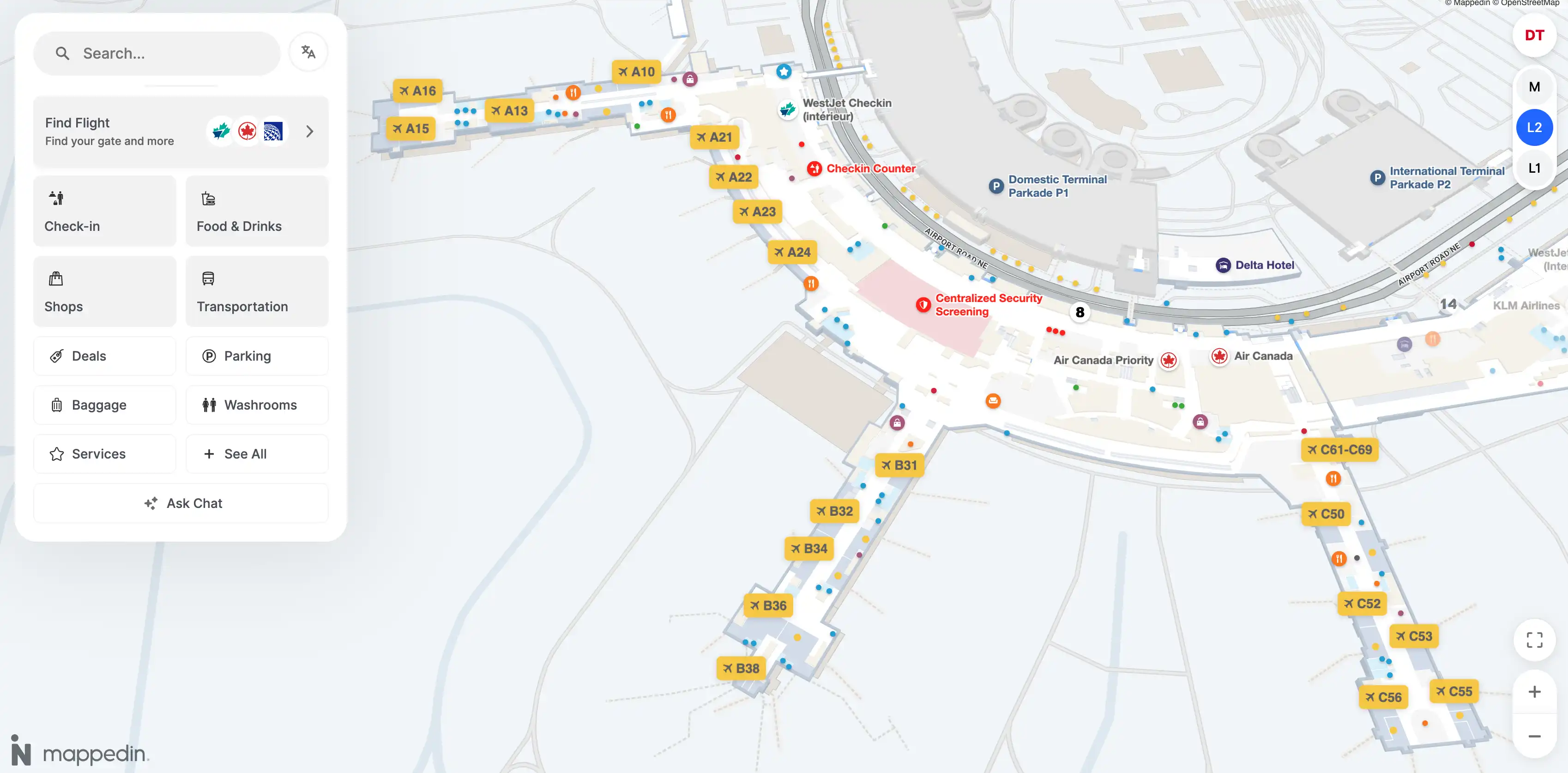 Calgary International Airport Domestic Terminal Map (Most Up-To-Date ...