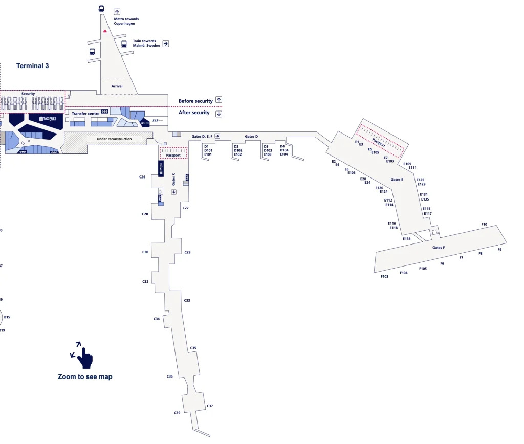 Copenhagen Airport Terminal 3 Map (Most Up-To-Date) - All Maps