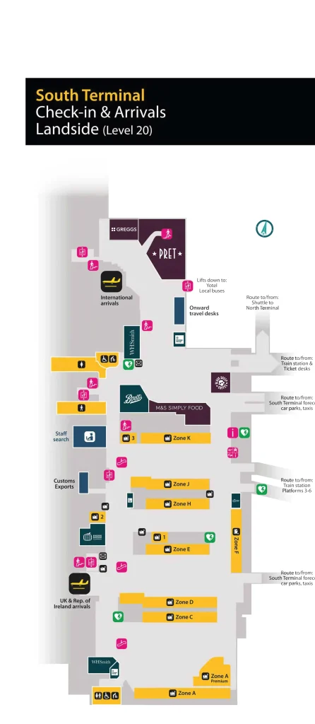London Gatwick Airport South Terminal Map (Most Up-To-Date) - All Maps