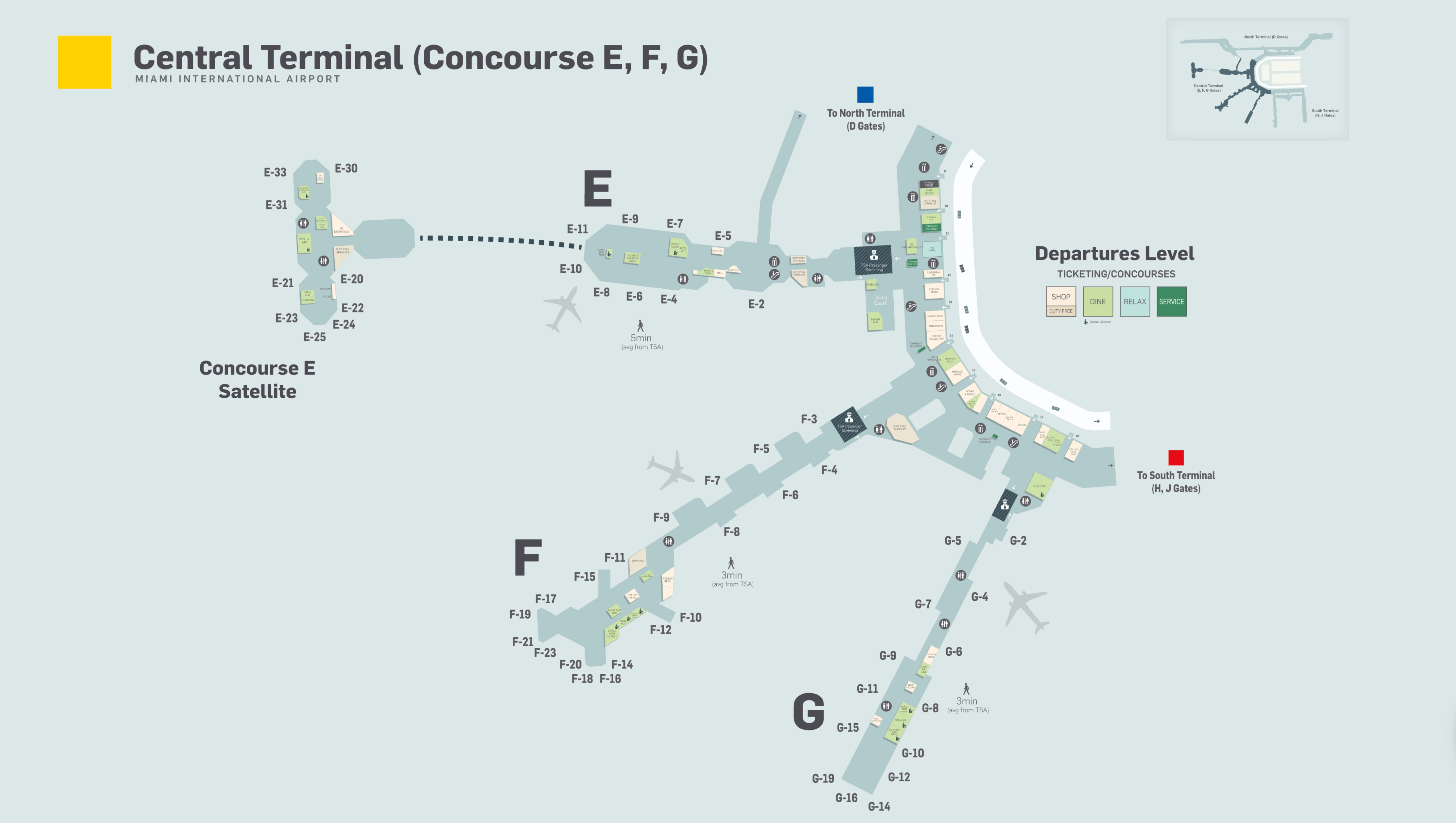 Miami International Airport Central Terminal Map (Most Up-To-Date ...