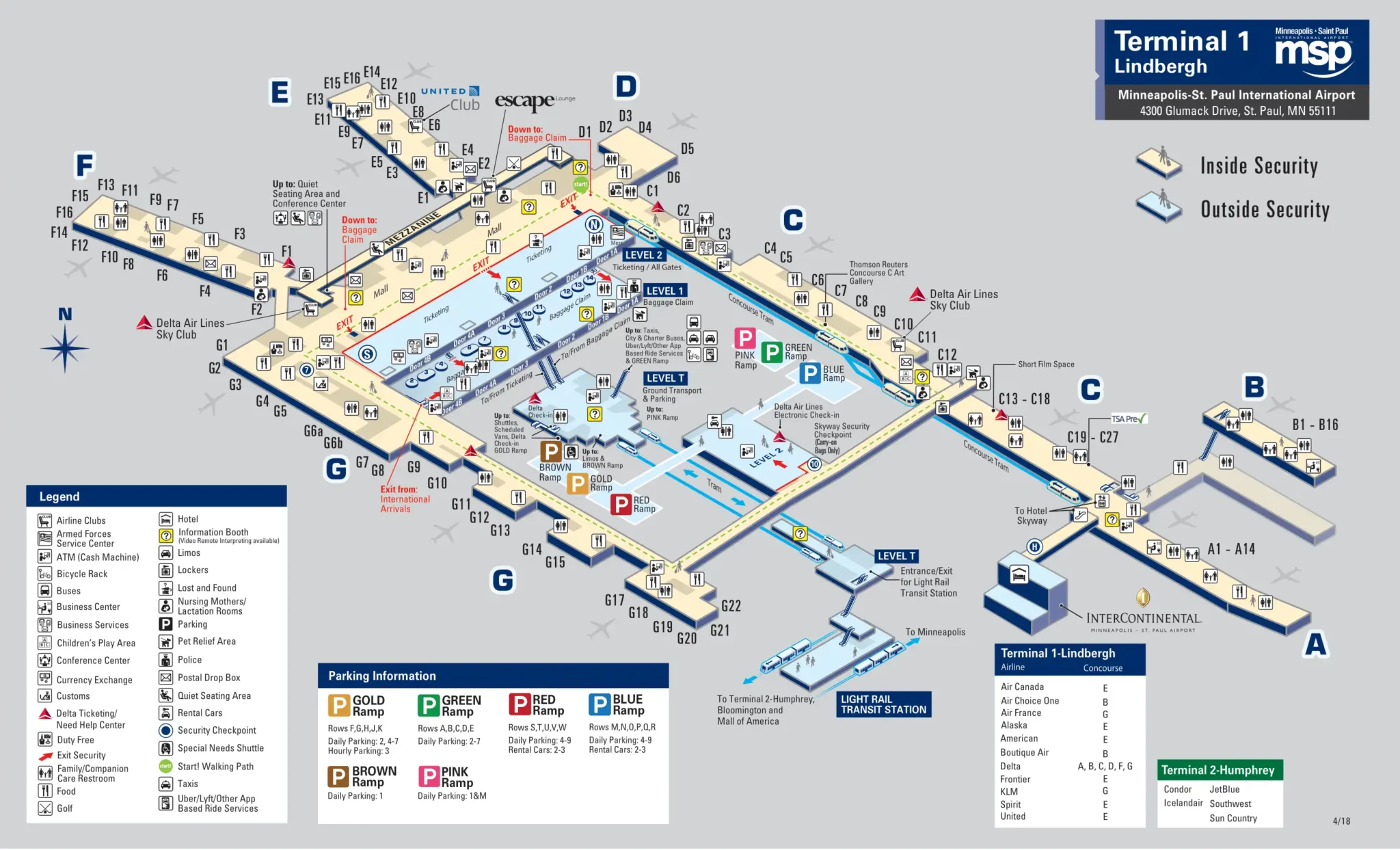 Minneapolis–Saint Paul International Airport Terminal 1 Map (Most Up-To ...