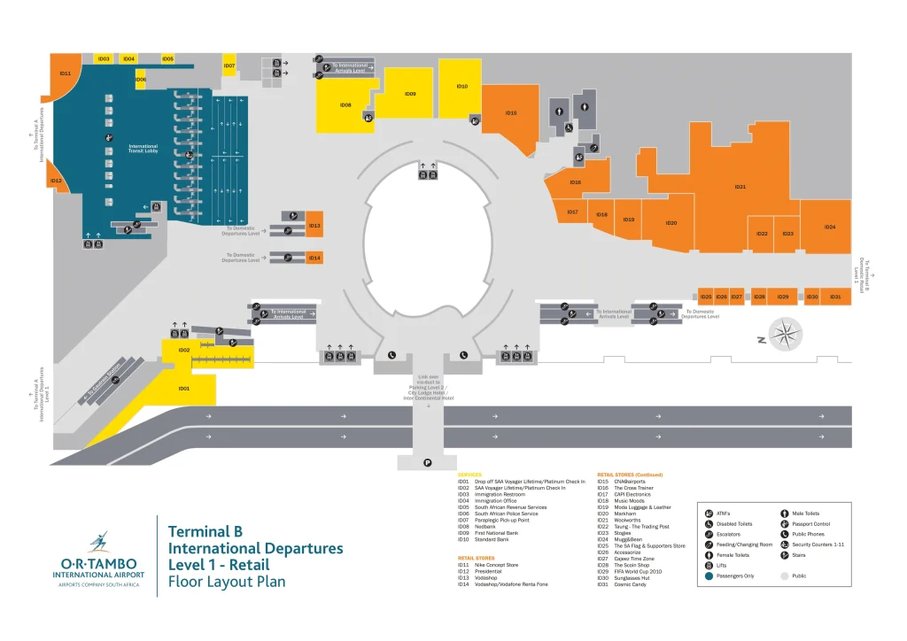 O.R. Tambo International Airport Terminal B Map (Most Up-To-Date) - All ...