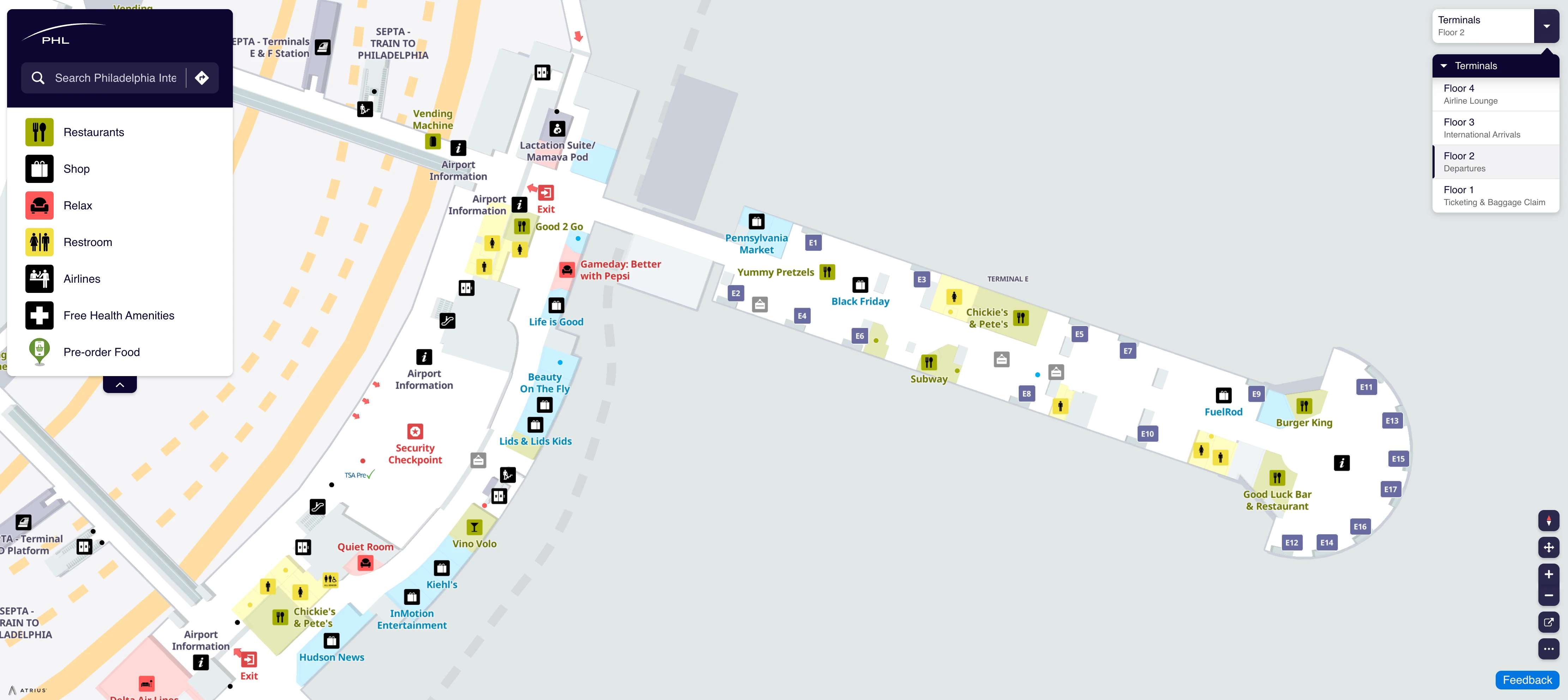 Philadelphia International Airport Terminal E Map (Most Up-To-Date ...