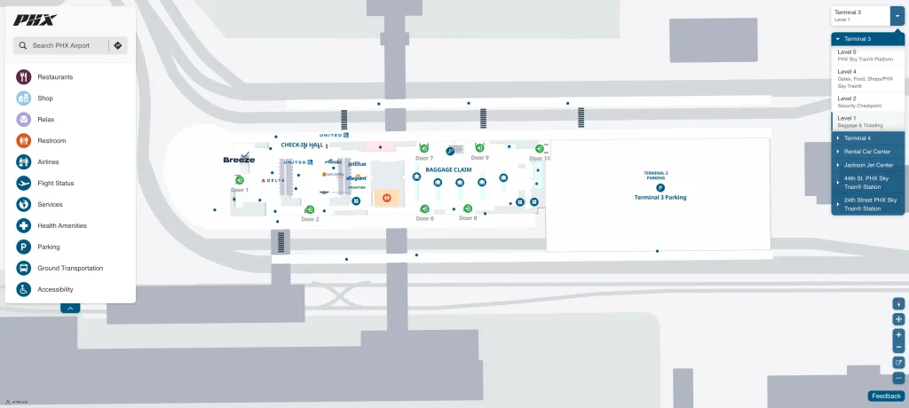 Phoenix Sky Harbor International Airport Terminal 3 Map (Most Up-To ...