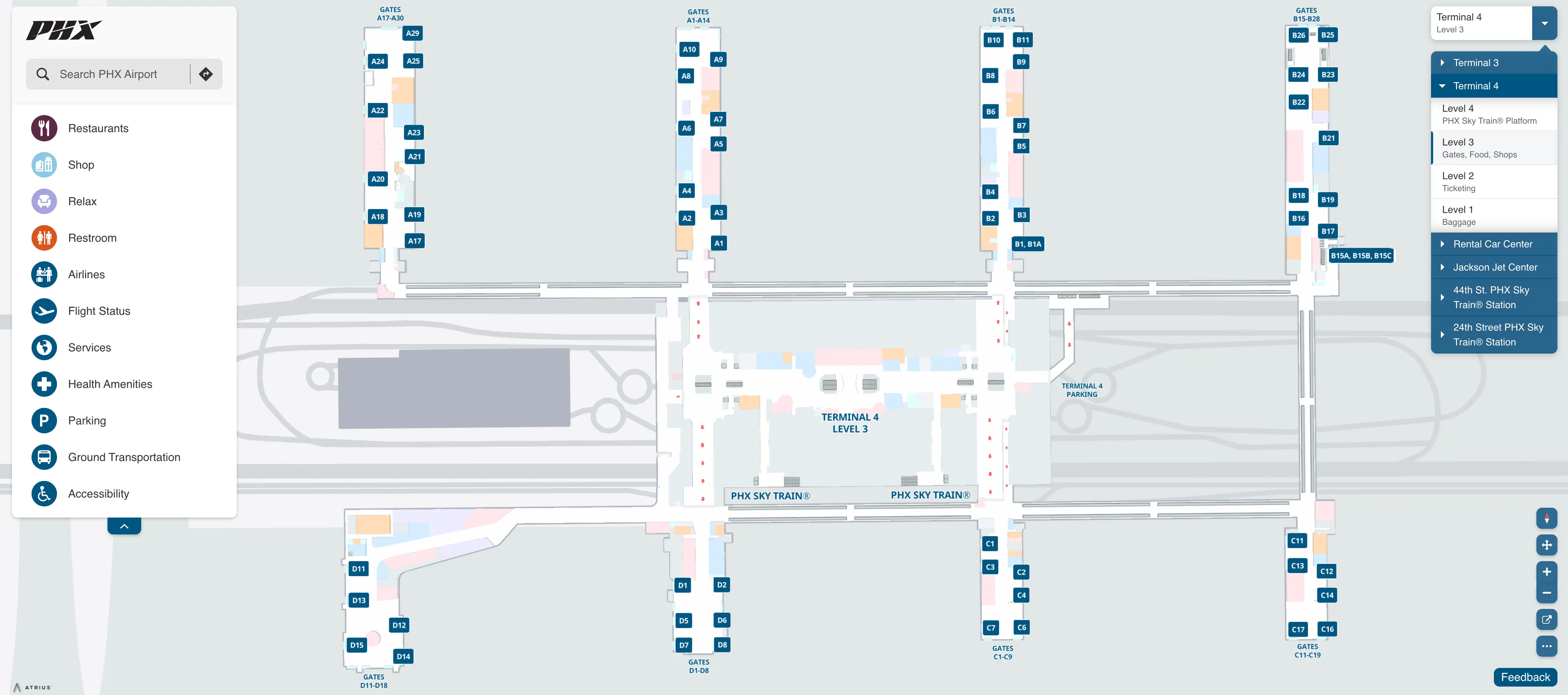 Phoenix Sky Harbor International Airport Terminal 4 Map (Most Up-To ...