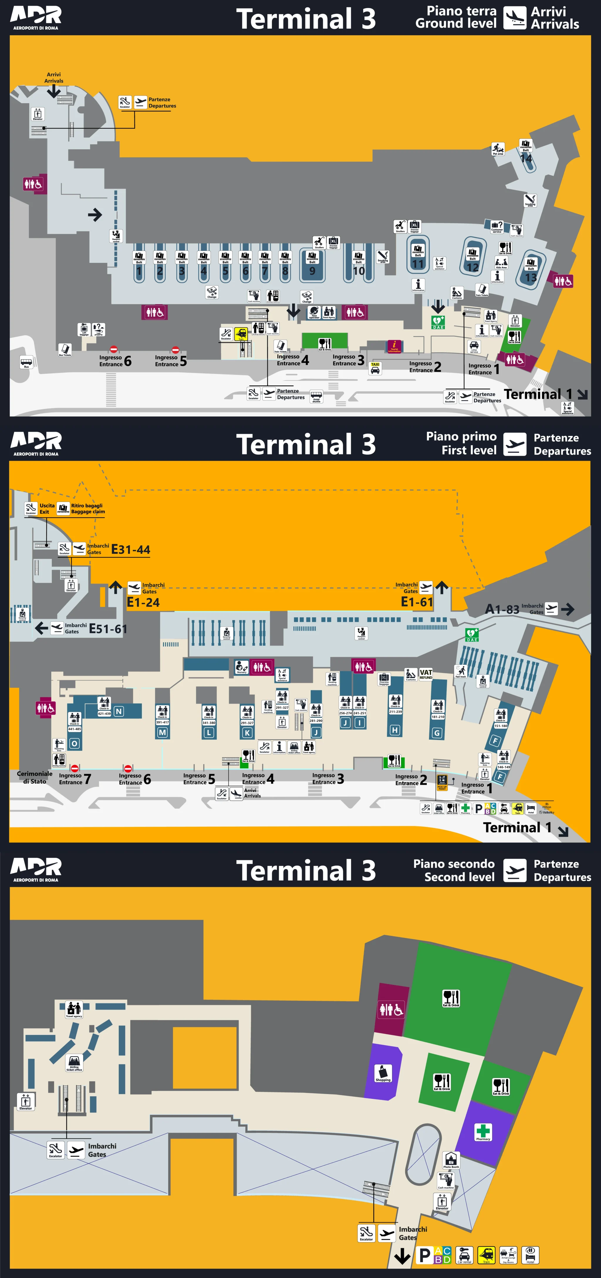Rome–Fiumicino Leonardo da Vinci International Airport Terminal 3 Map ...