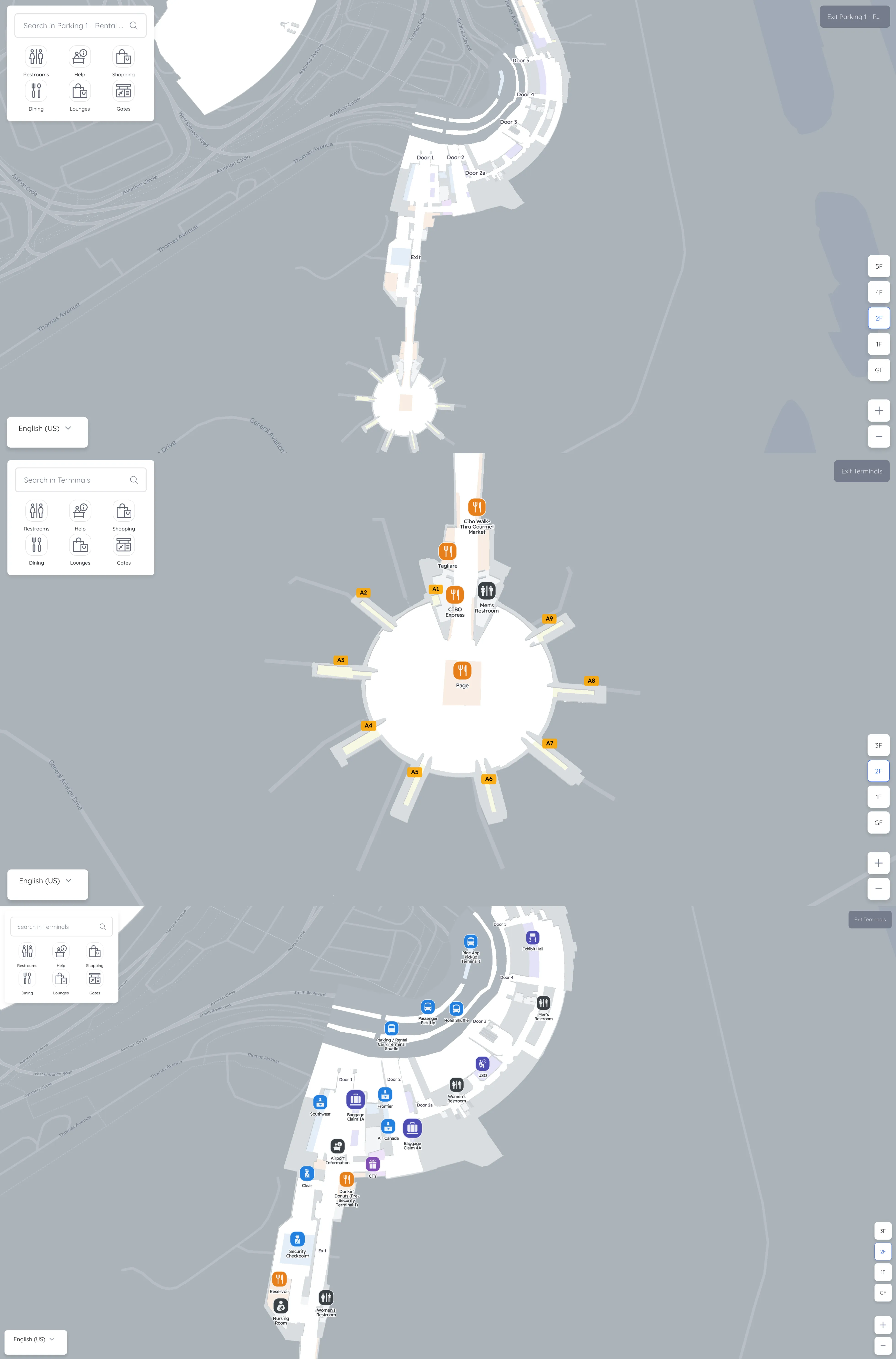 Ronald Reagan Washington National Airport Terminal 1 Map (Most Up-To ...
