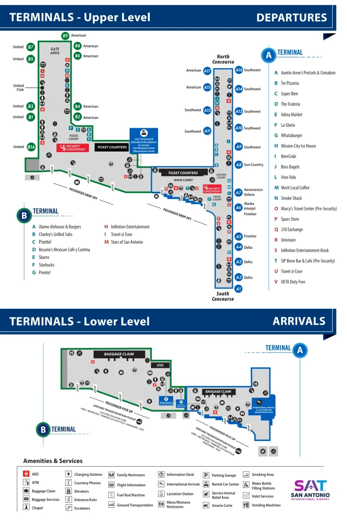 San Antonio International Airport Terminal B Map (Most Up-To-Date ...
