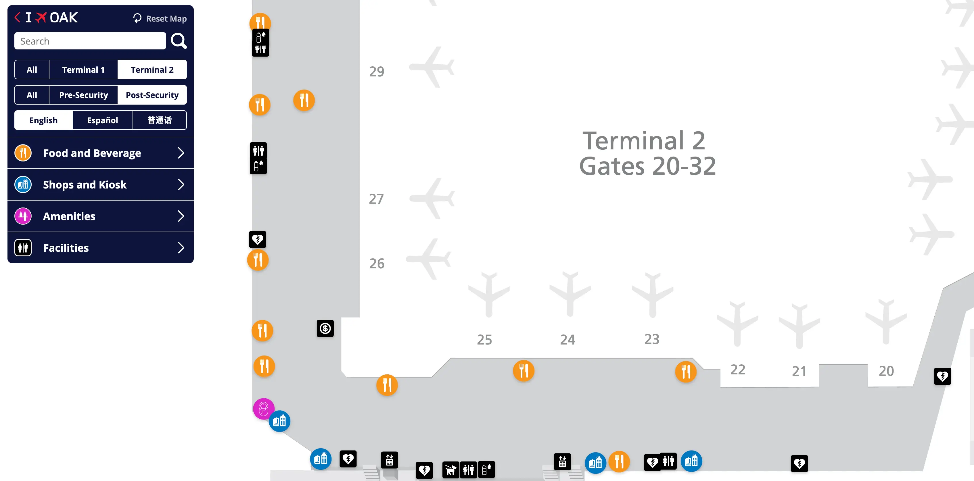 San Francisco Bay Oakland International Airport Terminal 2 Map (Most Up ...