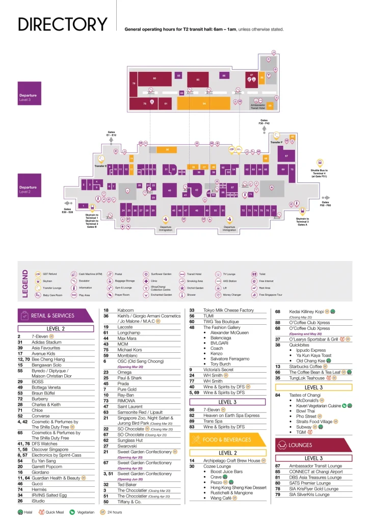 Singapore Changi Airport Terminal 2 Map (Most Up-To-Date) - All Maps